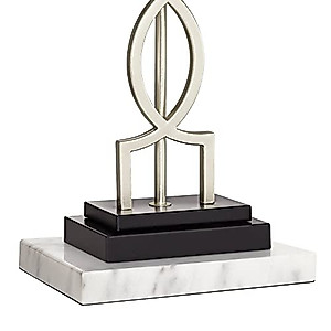 360 Lighting Evan Modern Table Lamps with White Marble Risers USB Charging Port 28 1/2" Tall Set of 2 Brushed Nickel Rectangular Shade for Bedroom Living Bedside Nightstand Home Office Desk