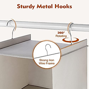 Vailando Hanging Closet Organizer 5-Shelf, Hanging Shelves for Closet with 4 Side Pockets, Linen, 11.8''W x 11.8''D x 47.2''H, Grey