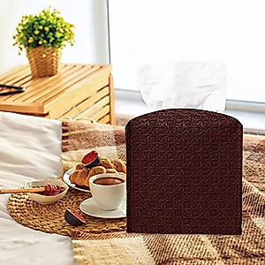 Tissue Box Cover, Leather Tissue Box Holder, Square Tissue Holders for Bathroom, 5"x5"x5" (Brown)