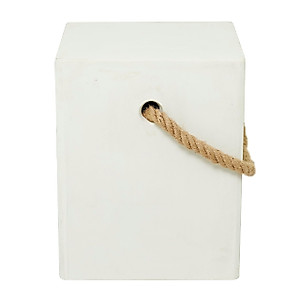 Deco 79 Magnesium Oxide Lightweight Outdoor Accent Table with Rope Handle, 15" x 15" x 18", White