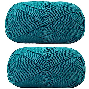 200g Peacock Blue Milk Cotton Crochet Yarn Soft Warm Cotton Thread Yarn for Sweaters Hats Scarves