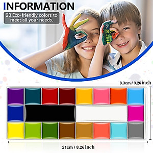 Face Paint,20 Colors Face Paint - Face Painting Kit,Water Based Face Painting Kit For Kids Party With 10 Brushes 5 Sticker Stencils And Paint Tray ，Body Paint For Kids And Adults Halloween Makeup