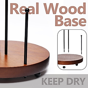 Lorbro Paper Towel Holder, Farmhouse Paper Towel Holder with Heavy Duty Wood Base, Countertop Paper Towel Holder Stand for Kitchen Decor Dining Table Home Brown