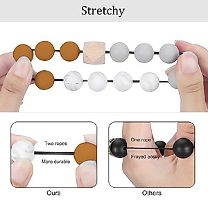 Weixiltc Bracelet Keychain Wristlet, Silicone Bead Key Ring Bracelet for Women (Brown)