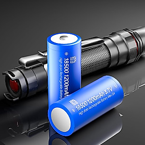 Imren 18500 Rechargeable Batteries, 4PCS IMR 18500 3.7V 1200mAh Rechargeable Battery for Flashlight, Solar Garden Light with Button Top