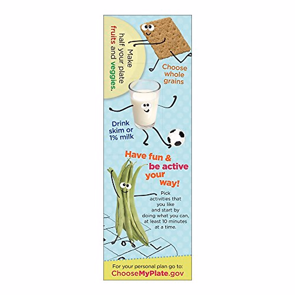 100 Nutrition Bookmarks for Kids | USDA Kids MyPlate Bookmarks | 2 ½” x 7 ½”, 100 per Package, 2-Sided