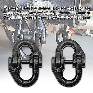2 pc 1/2 inch Tow Hitch Safety Chain Hammer Lock with Chain Connector Link Hammerlock Coupling Link Grade 80, Black