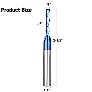 Jiiolioa S2112G CNC Router Bits 1/4 Inch Shank 1/8 inch Cutting Diamete Spiral Up Cut End Mill with Nano Blue Coating for Carving Standard milling, Finish and Boring …