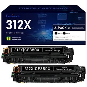 312X Black High Yield Toner Cartridges (2 Pack) : Compatible CF380X Toner Cartridge Replacement for HP 312X 312A Color Pro MFP M476dw M476dn M476nw Series Printer