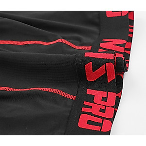 NELEUS Men's 3 Pack Running Capri Leggings Athletic Compression Short,6057,Black,red and Grey Stripe,3XL