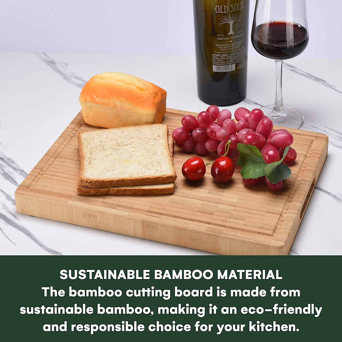 Prosumers Choice Large Bamboo Cutting Board for Kitchen - 14x10-Inch Heavy Duty Wood Chopping Boards for Meat, Fruits, and Vegetables - Rectangular Kitchen Serving Tray or Turkey Carving Block