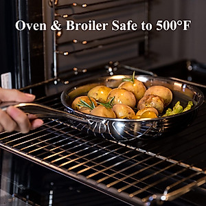 STAMBE 8" Stainless Steel Pan - TriPly Stainless Steel Frying Pans with USA Non-Stick Coating and Anti Warp Base, PFOA &PFOS Free