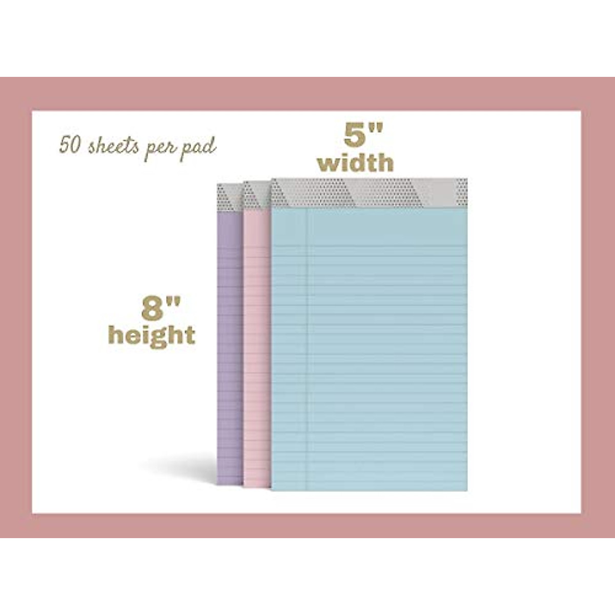 1InTheOffice Legal Pads Narrow Ruled 5x8, Narrow Ruled Note Pad, Assorted Colors, Pastel, 50 Sheets/Pad, 6 Pads/Pack