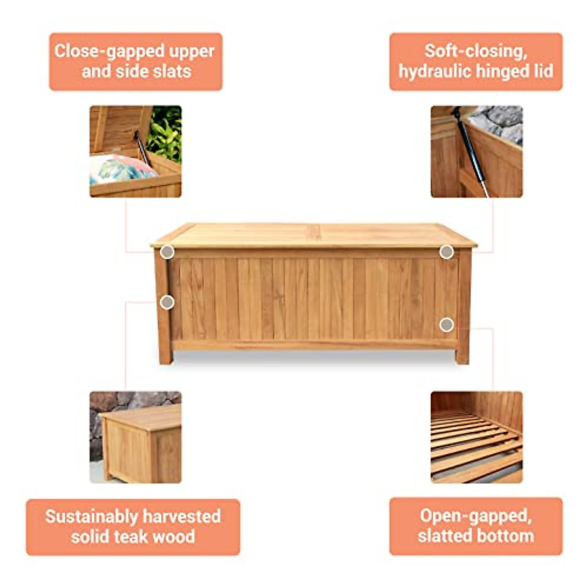 Cambridge Casual Arie Superior Indonesian Teak Storage Box, 60-Inch