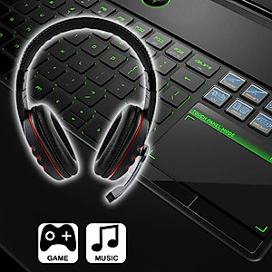 SourceTon 3.5mm Noise Isolating Over Ear Headphone with Mic and Volume Control Compatible with Laptop, PC, Xbox One Controller, Bonus with Extra 3.5mm Adapter