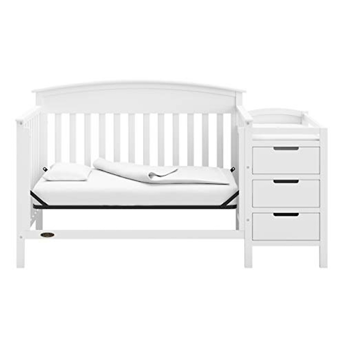 Graco Benton 5-in-1 Convertible Crib and Changer (White) – Crib and Changing -Table Combo, Includes Water-Resistant Changing Pad, 3 Drawers, Converts to Toddler Bed, Daybed and Full-Size Bed