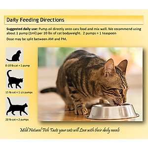 Fish Oil for Cats Natural Omega 3 Fish Oil Liquid for Pets - Cat Shedding Products, Cat Dandruff - Omega 3 Fish Oil for Cats Hairballs - Cat Health Supplies Omega 3 for Cat Vitamins and Supplements