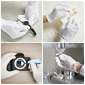 COOLJOB 100% Cotton Gloves, 6 Pairs White Cotton Gloves for Dry Hands Moisturizing & Eczema, Overnight Lotion, Sleep & Spa Treatment for Women & Men, Breathable Work Glove Liners, Medium Size