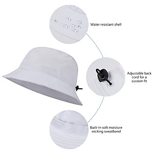 BASSDASH UPF50+ Fishing Bucket Hat for Men Women Lightweight Water Resistant Packable Outdoor Summer Sun Hats FH13 White
