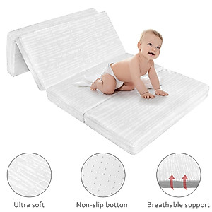 Toddler Nap Mat, Sleeping Mat for use in Preschools and Daycares, Folding Rest Mat with Ultra Soft Jacquard Waterproof Cover, 52''x28'', X-Large Size, Grey