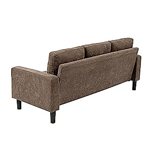 Panana Modern 3-Seat Sofa Couch with Reversible Back Cushions Linen Fabric Sofa 3 Seater Couch for Small Apartment (Brown, 3 Seater)
