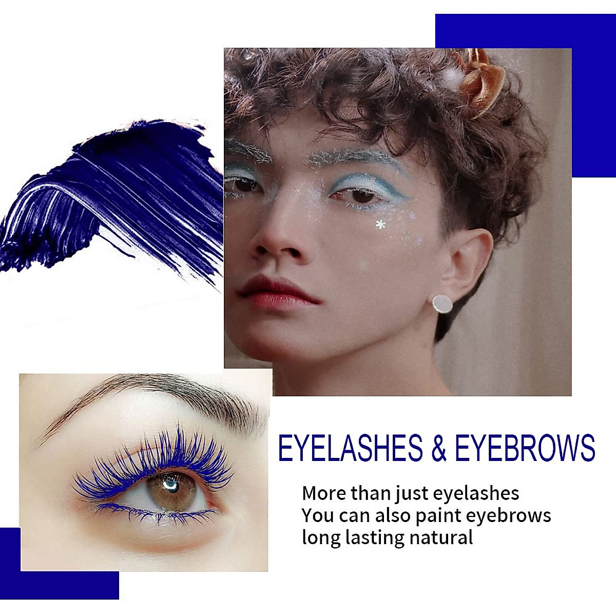 Easilydays Colored Waterproof Mascara for Eyelashes, Colorful Mascara Long Lasting Thick Mascara Rainbow Color Fiber Charming Mascara Makeup, Cosplay Brown White Black Pink Purple Blue Eye Lashes Party Stage Use (#05 Brown)