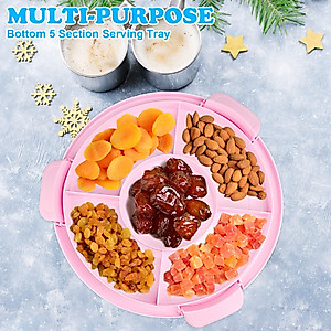 RTUDOPUYT Cake Carrier with Lid and Handle, Fit 10’’ Cake Stand with Lid, Cake Transport Container, Cake Containers with Lids, Pink, 3 Secure Side Closures