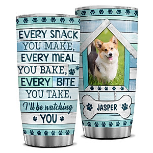 Wassmin Dog Tumbler Personalized Mugs With Picture Photo Custom Cup I'' Be Watching You Dogs Tumblers 20oz 30oz Coffee Travel Mug Birthday Christmas Fathers Mothers Day Funny Gift For Dog Mom Dad