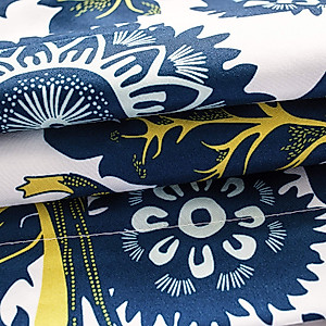 DriftAway Bird Tree Floral Flower Leaf Lined Thermal Insulated Energy Saving Window Curtain Valance for Living Room Bedroom Kitchen 2 Layer Rod Pocket 52 Inch by 14 Inch Plus 2 Inch Header Navy