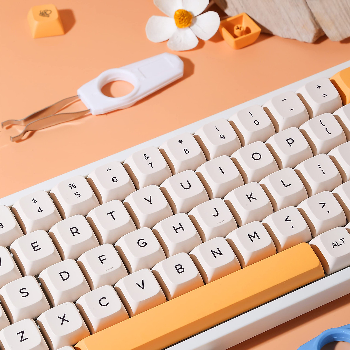 BOYI WK68 Wireless Mechanical Keyboard,65% Hot Swap BT5.0/2.4G/Wired Type-C Tri-Mode RGB Gaming Keyboard,PBT Sublimation XDA Keycaps Keyboard for Mac/Win(Honey Milk Color,Gateron Yellow Switch)