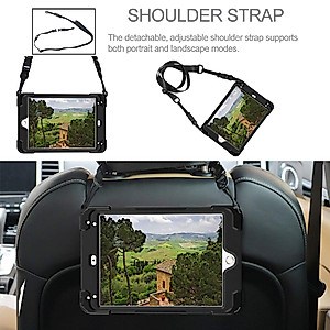 ZenRich iPad Mini 5/ iPad Mini 4 Case with Pencil Holder, Heavy Duty Shockproof Rugged iPad Mini 7.9 Inch Case with Hand Strap/Kickstand-Black