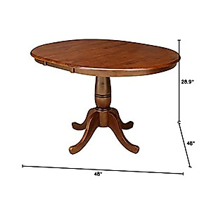International Concepts Standard Height 36-Inch Round Extension Table with 12-Inch Leaf, Espresso