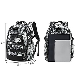mibasies Kids Backpack Boys, Elementary School Backpack for Boys 17Inch(Marble Black)