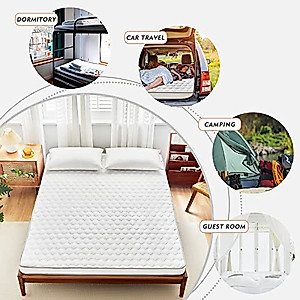 Memory Foam Mattress Topper 4 Inches with Supportive, High-Density Foam - 2 Layer Hybrid Cooling Bed Topper with Knitted Cotton & Charcoal Skin Friendly Cover - Queen Size