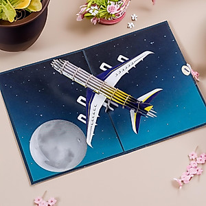 Rykamia Night Plane Pop Up Card, Jet Airplane Pop Up Card, Plane Birthday Card, Aviation Graduation Card, Airplane Congratulations Card, Pilot Retirement Card, Work Anniversary Card, Bon Voyage Gift