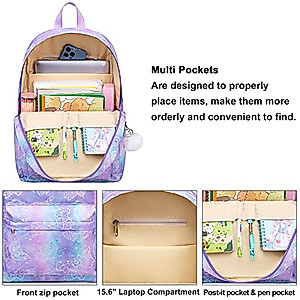 CAMTOP School Backpack for Girls Teens Bookbag Set Kids Backpack 3 In 1,School Bags with Lunch Box Pencil Case for Age 6-14 (Butterfly-Luminous)