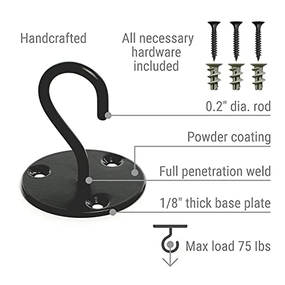 Decorative Hook 2 PC (Jet Black)