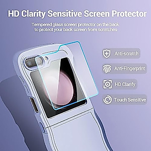 TURYXIA for Z Flip 5 Case, Galaxy Z Flip 5 Case with Screen Protector for Girls Women Soft Silicone Gel Rubber Cute Curly Wave Frame Phone Case for Samsung Z Flip 5 2023- Purple