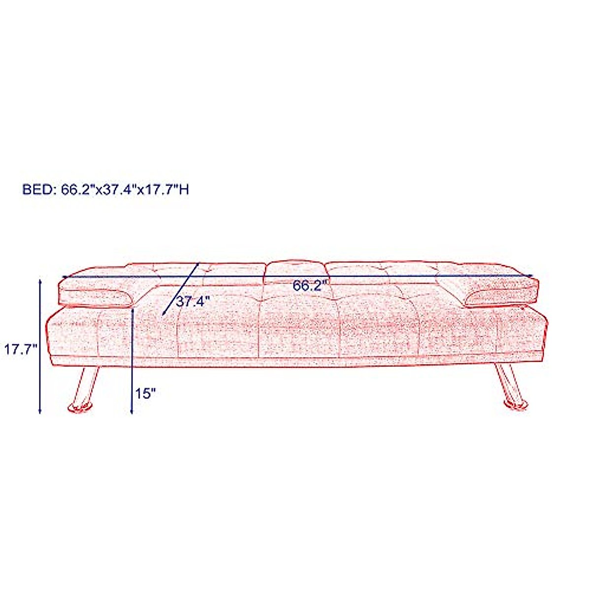 LTT Futon Sofa Bed, Sleeper Sofa, Folding Sofa Bed Dual-Purpose Multi-Functional Folding Bed Suitable for Small Space Configuration Apartment Dormitory