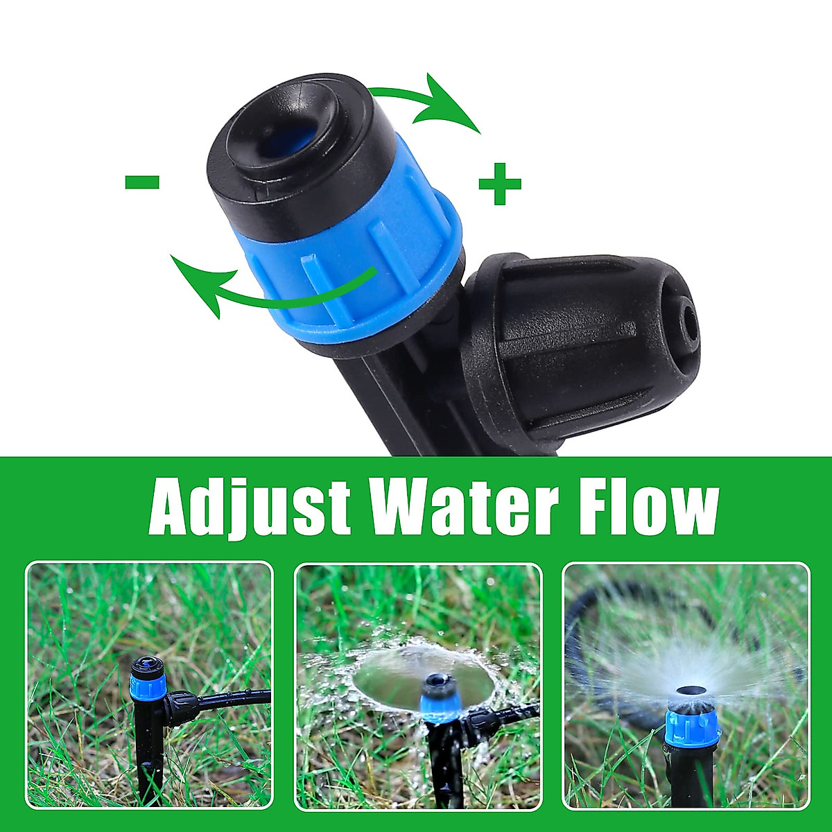 Drip Irrigation Emitters with Adjustable 360 Degree Water Flow Drippers Sprayer for 1/4 inch Tubing, Garden Drippers Sprayer Perfect for House Garden Watering System. (25pcs-Blue 360 Degree Sprayer)