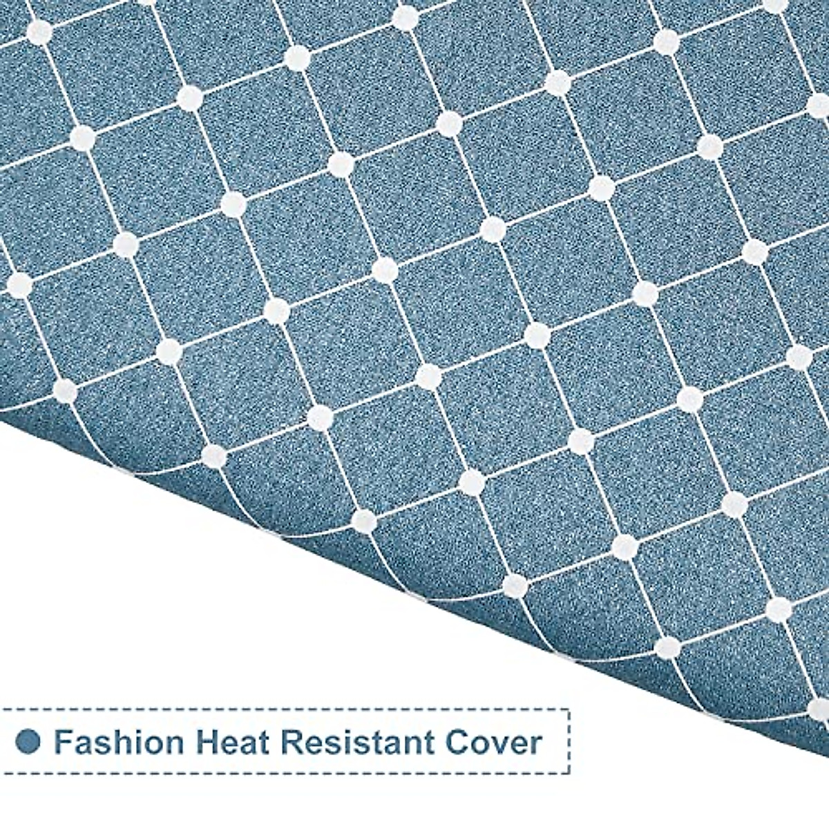 Duwee 12"x32" Heat Resistance Metallic Table Top Ironing Board Cover Durable Thicken Felt Material Padding, with Elastic Cord, Easy to Handle and Fits Board Beautifully (Blue White B)