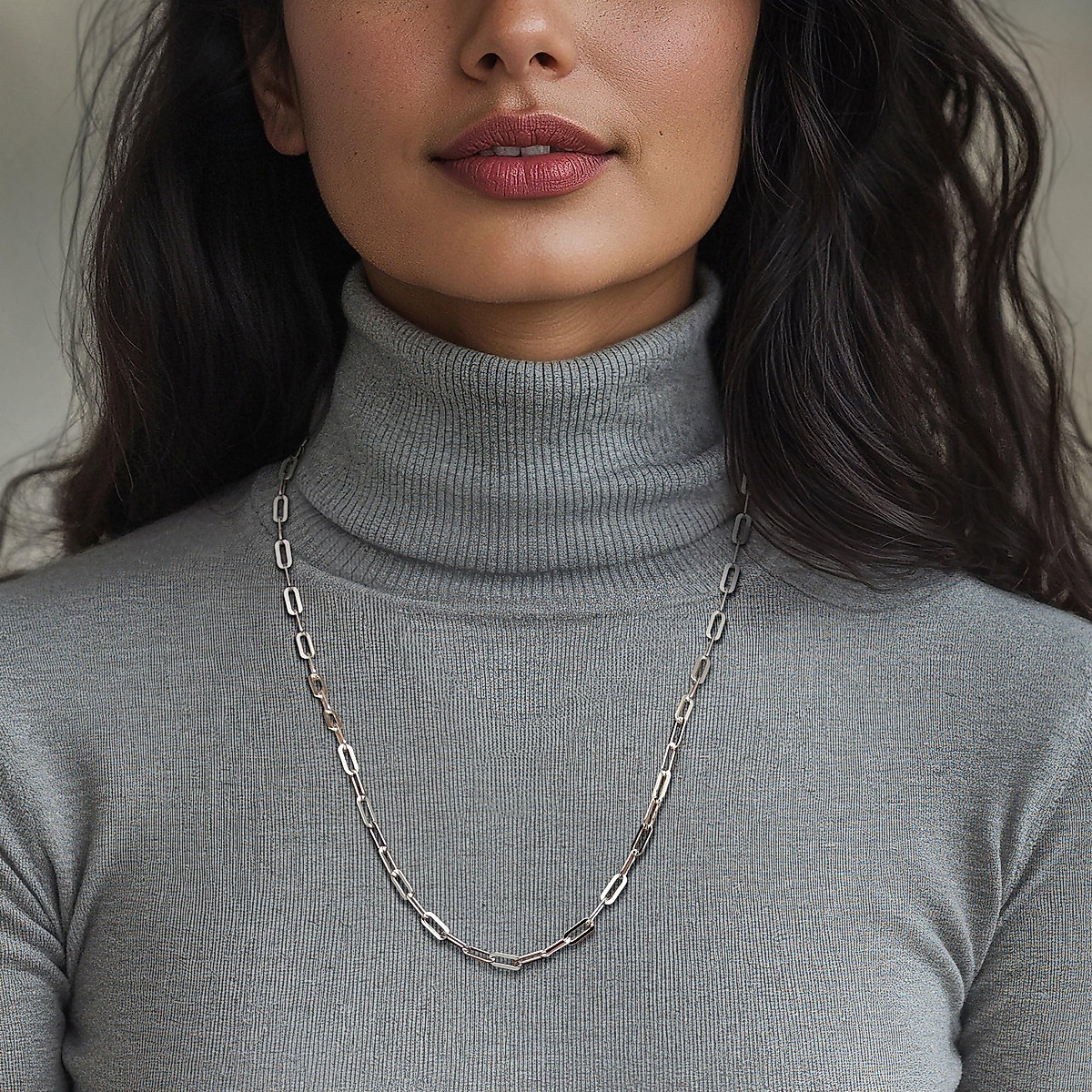 Ross-Simons Italian Sterling Silver Paper Clip Link Necklace. 20 inches