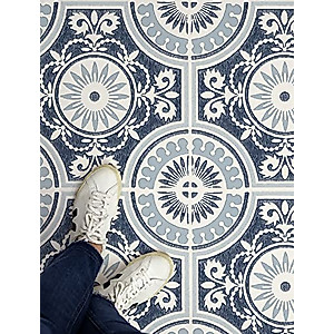 FloorPops 12-in by 12-in Blue Ezra Vinyl Peel & Stick Floor Tiles (10 Tiles), (10 sq.ft./Carton)