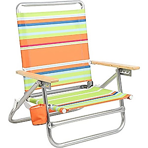 PORTAL 4 Position Folding Backpack Straps Lightweight Low Beach Chairs for Adults, Supports 225 lbs, Green