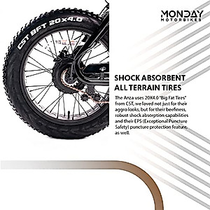 Monday Motorbikes Anza V2 Electric Bike (Midnight Black) - 500W Pedal-Assist Cafe Racer Motorbike - Ebike w/High-Visibility LCD Display - Electric Bike w/USB Plug - 48V x 14Ah Removable Battery