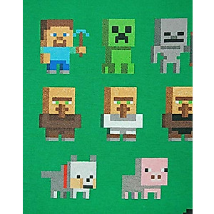 Minecraft T-Shirt Boys Kids Sprites Green Characters Short Sleeve Game Top 9-10 Years