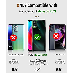 NZND Case for Motorola Moto G Stylus 5G with [Built-in Screen Protector], Full-Body Protective Shockproof Rugged Bumper Cover, Impact Resist Phone Case Cover (Black)