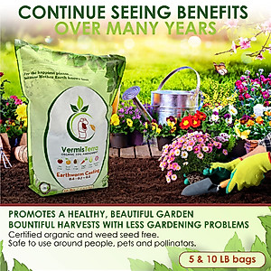 VermisTerra Earthworm Castings - (5 LB) 2.7 qts - 100% Organic Earthworm Castings - All Natural Plant Fertilizer - Soil Enhancer - Potting Mix for Plants, Vegetables, Flowers, Indoor + Outdoor