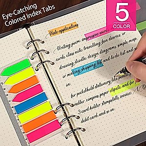 LEOBRO Refillable A5 Notebook Set, 2 Pack A5 Dotted Filler Paper, 320 Pcs Index Tabs, with Binder Pocket, 3-Pocket Loose-Leaf Bags, Ruler Marker, Paper Refill for 6-Ring A5 Binders Planner Notebook
