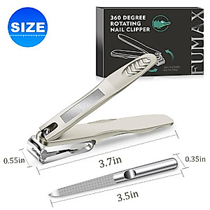 Nail Clippers for Men, 360 Rotary Toenail Clippers with Long Handle & Easy Grip, Heavy Duty Sharp Stainless Steel Fingernail Clipper for Seniors Men Women